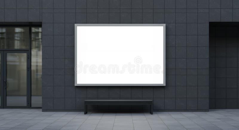 Modern Billboard Mockup Clean Urban Advertising Space and Bench ...