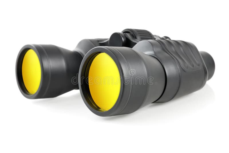 Modern Binoculars Isolated on White Stock Photo - Image of look ...
