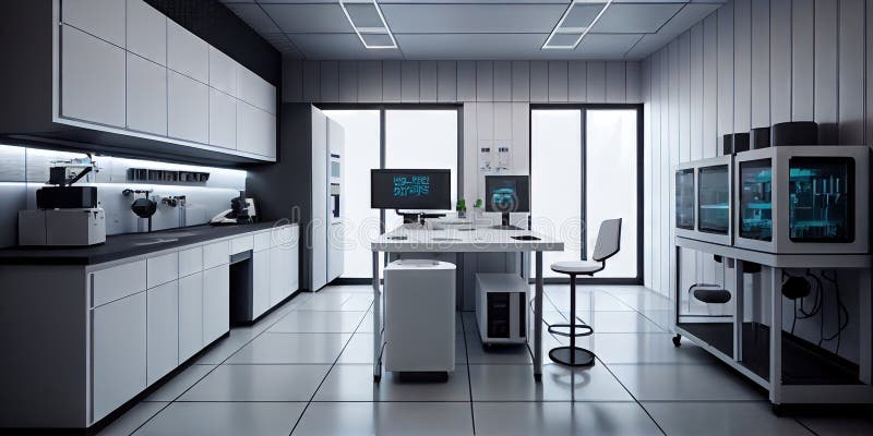 Modern Biological or Biochemical Laboratory Interior. Clean White ...