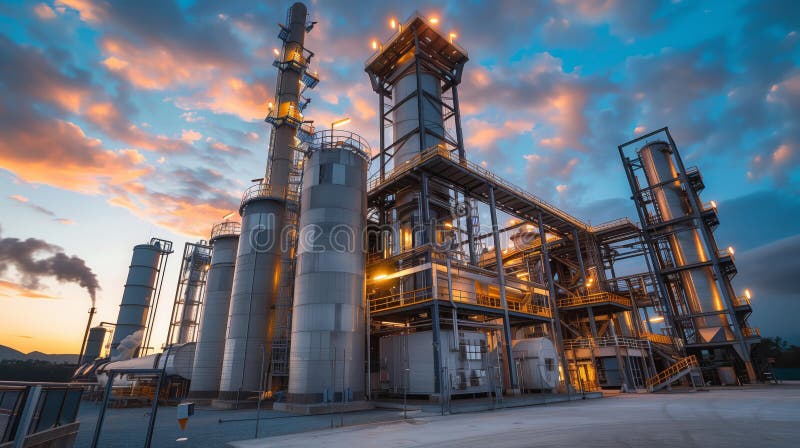 A Modern Biomass To Biodiesel Processing Plant with Towering Structures ...