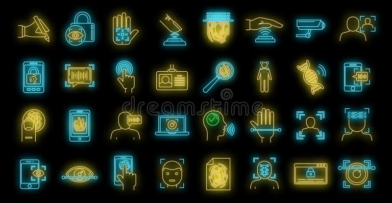 Modern Biometric Authentication Icons Set Vector Neon Stock Vector ... Modern Biometric Authentication Icons Set Vector Neon Stock Vector ...