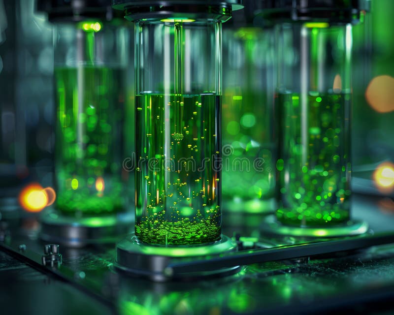 Modern Biotechnology Laboratory with Green Fluorescent Samples in Test ...
