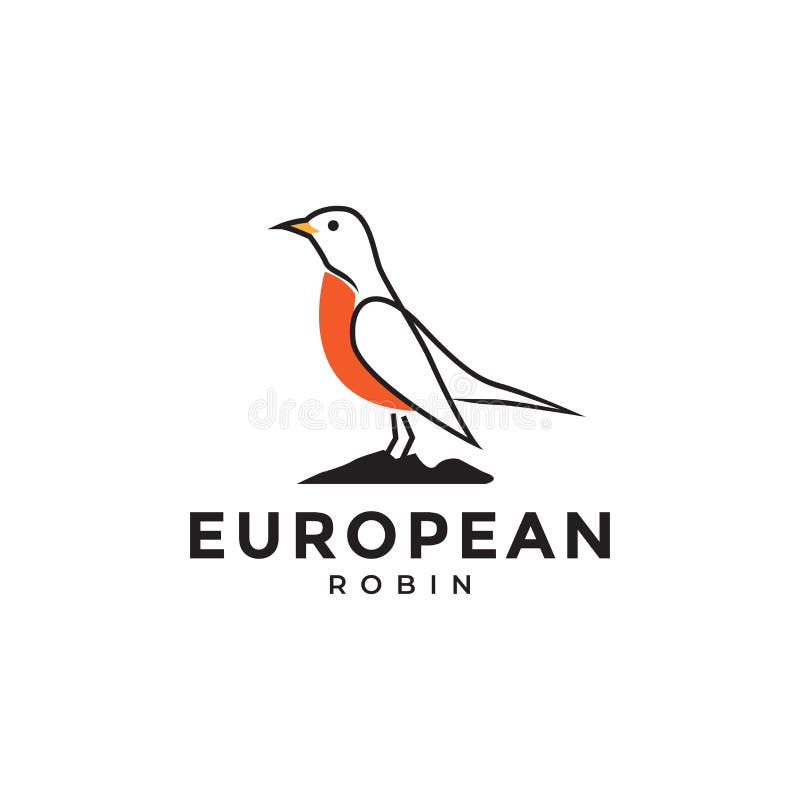 Modern Bird European Robin Logo Design Stock Vector - Illustration of ...