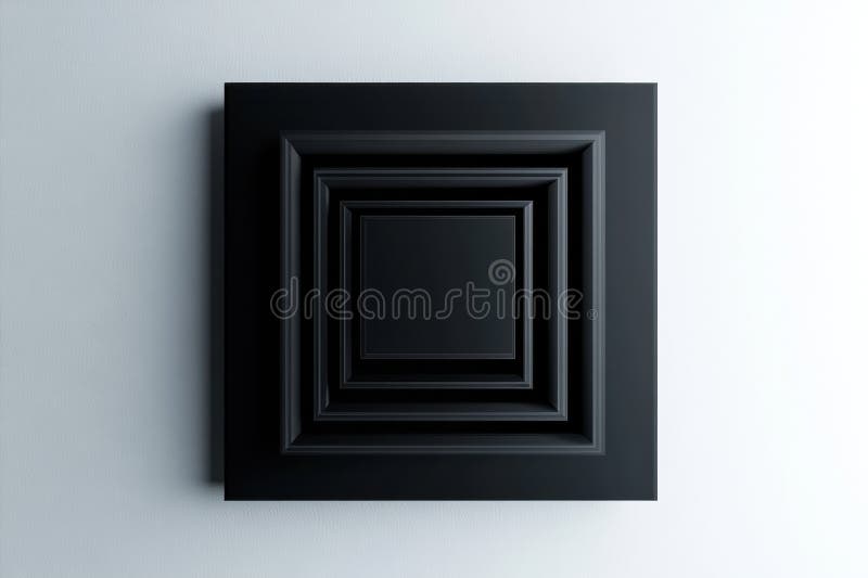 Modern Black Artwork Featuring Multiple Layered Frames on a Light Wall ...