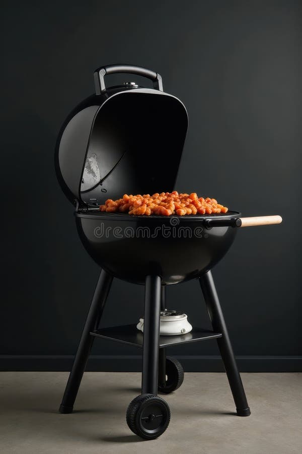 Modern Black BBQ Grill, Side View, Minimalist Design, Design ...