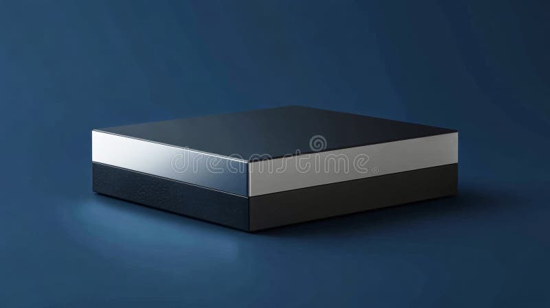 Modern Black Box Mockup Silver Highlights Deep Blue Abstract Background ...
