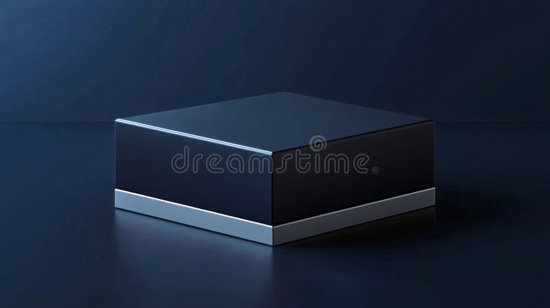 Modern Black Box Mockup Silver Highlights Deep Blue Background Stock ...