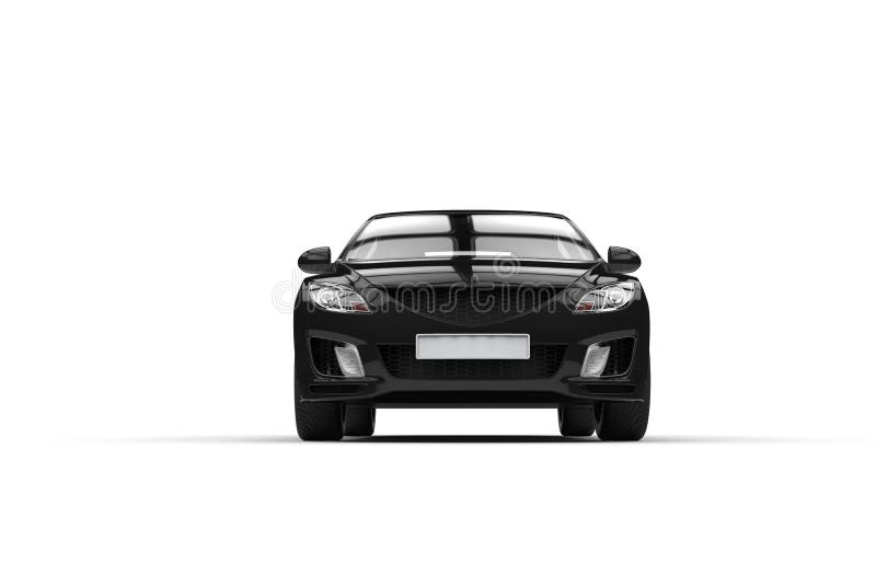 Modern Black Car - Front View Stock Illustration - Illustration of four ...