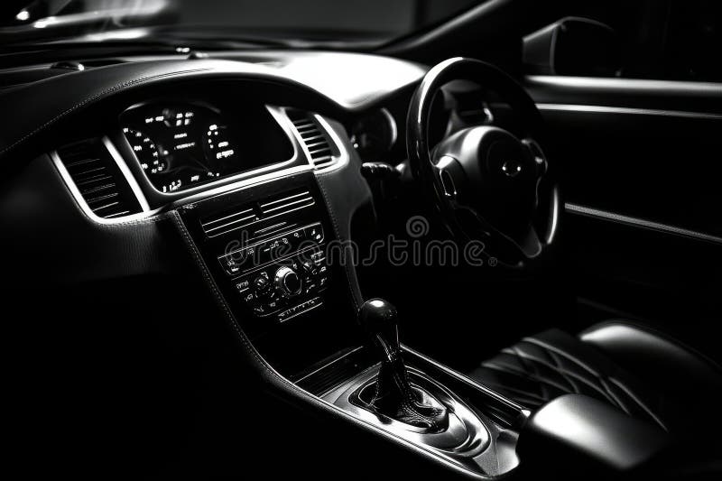 Modern black car interior. stock photo. Image of transport - 354777354