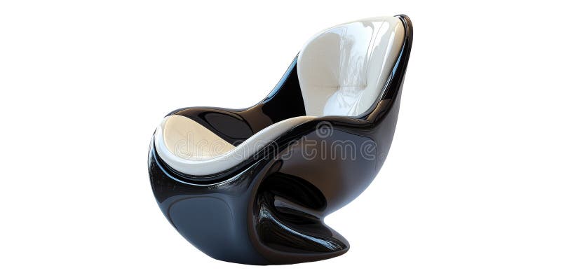 Modern Black Chair with Curved Design Isolated on Transparent ...