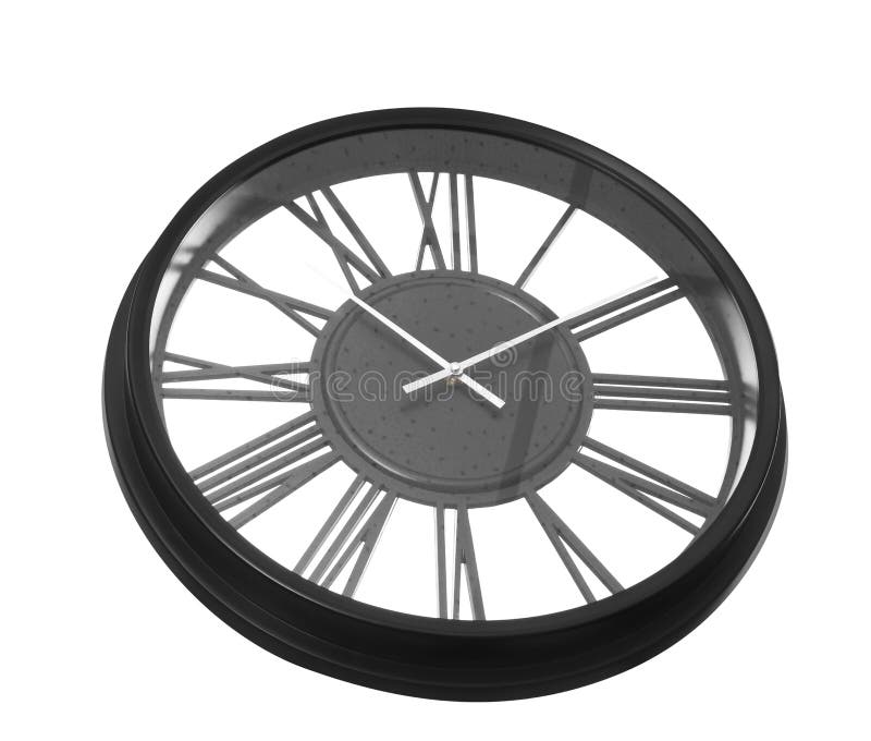 Modern Black Clock with Roman Numerals Isolated on White Stock Image ... Modern Black Clock with Roman Numerals Isolated on White Stock Image ...