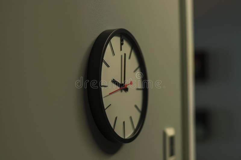 Modern Black Clock Showing Five Oclock Hanging on Green Wall Stock ... Modern Black Clock Showing Five Oclock Hanging on Green Wall Stock ...
