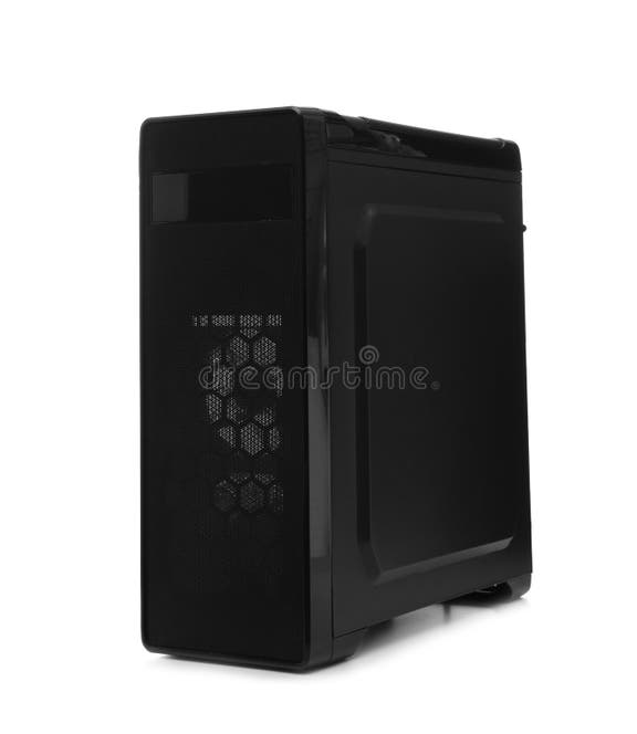 Modern Black Computer System Unit Isolated on White Stock Image - Image ...