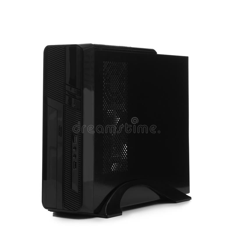 Modern Black Computer System Unit Isolated on White Stock Image - Image ...