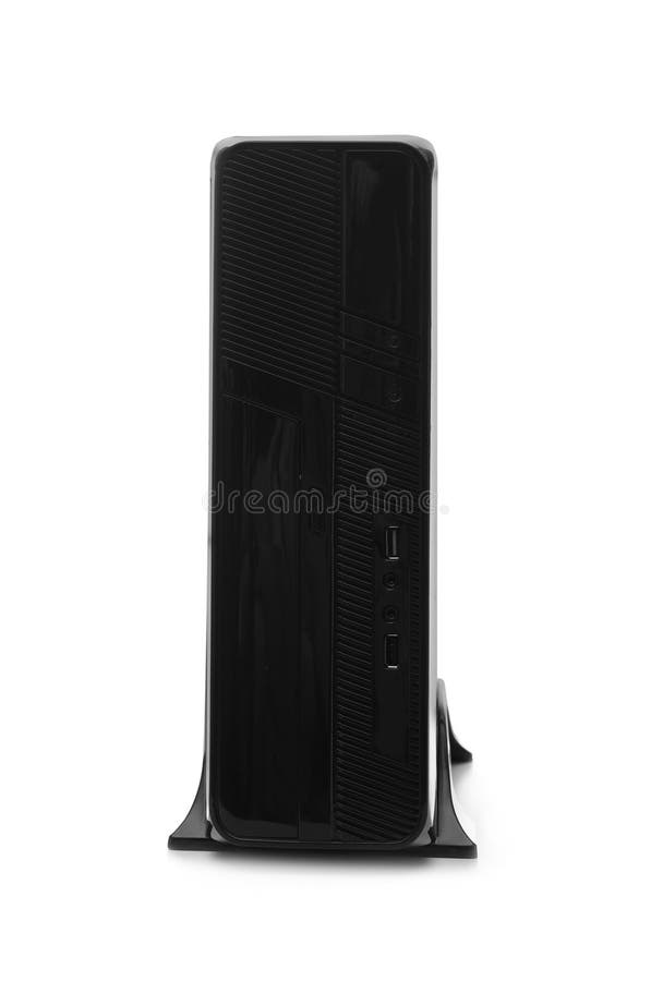 Modern Black Computer System Unit Isolated on White Stock Image - Image ...