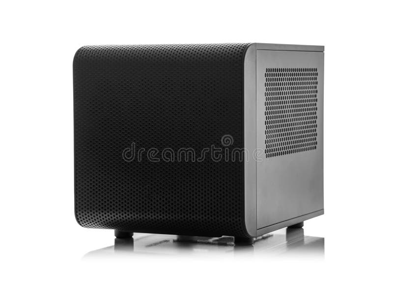 Black Computer System Unit Isolated on White. Stock Image - Image of ...
