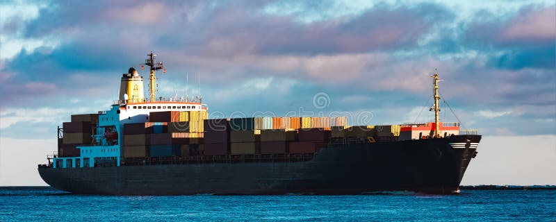 Black cargo ship stock photo. Image of business, metal - 97445676
