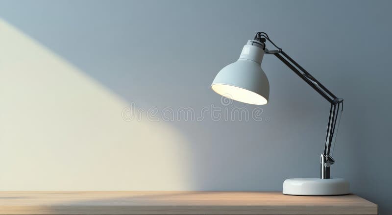 Warm Desk Lamp Illuminates Workspace Evening Modern Office Setting ...