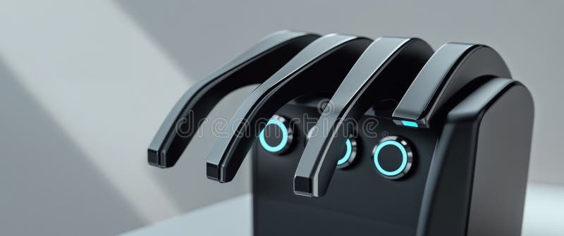 Modern Black Device with Multiple Levers and Illuminated Indicators ...