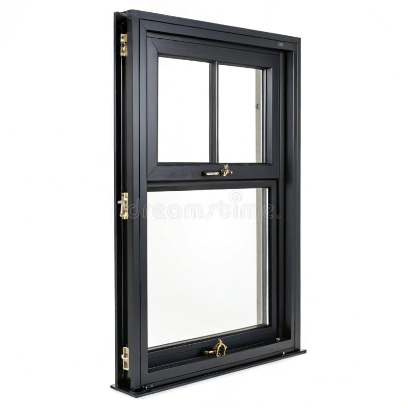 Modern Black Double-hung Window Isolated on White Background Stock ...