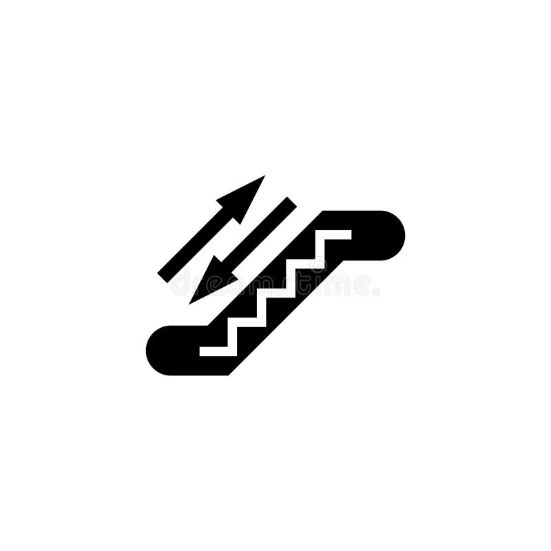 Modern Black Escalator Icon with Dynamic Arrows. Ideal for Navigation ...