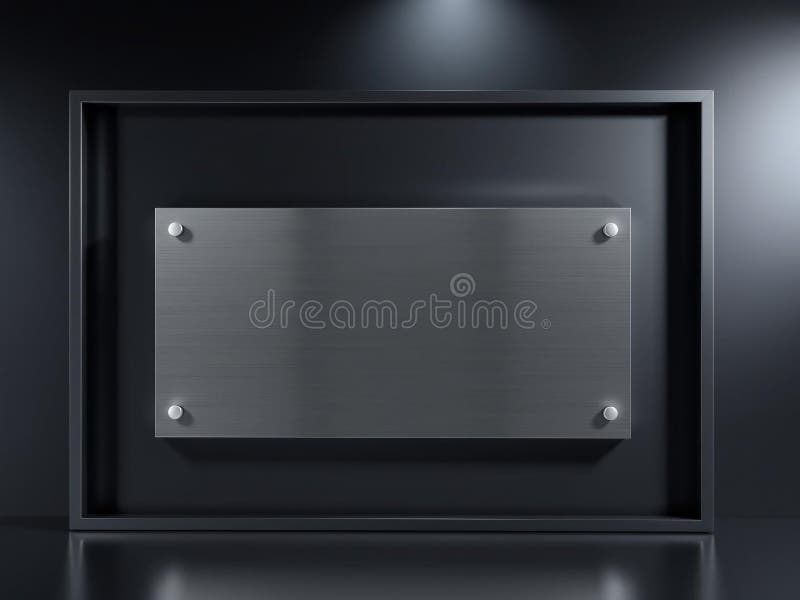 Modern Black Frame with Brushed Metal Signage Plate Stock Illustration ...