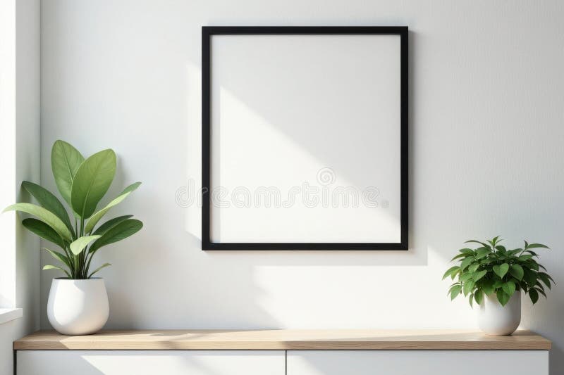 Modern Black Frame Hanging on a Bright White Wall , Frame Mockup ...
