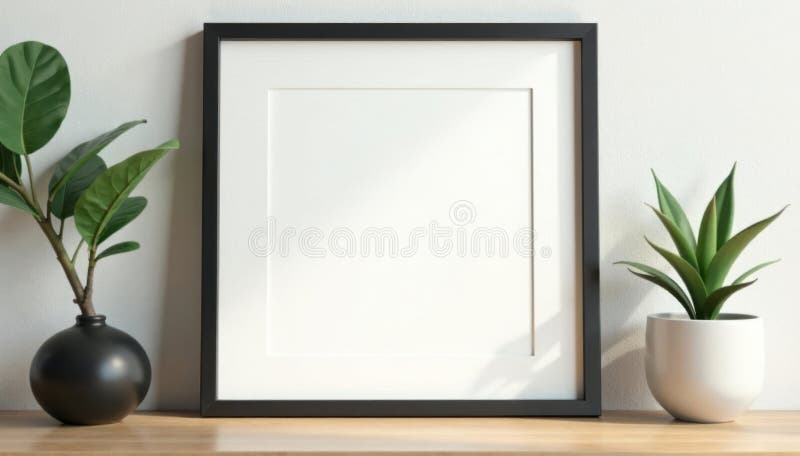 Modern Black Frame, Off White Mat, Clean Lines, Art, Art Decor Stock ...