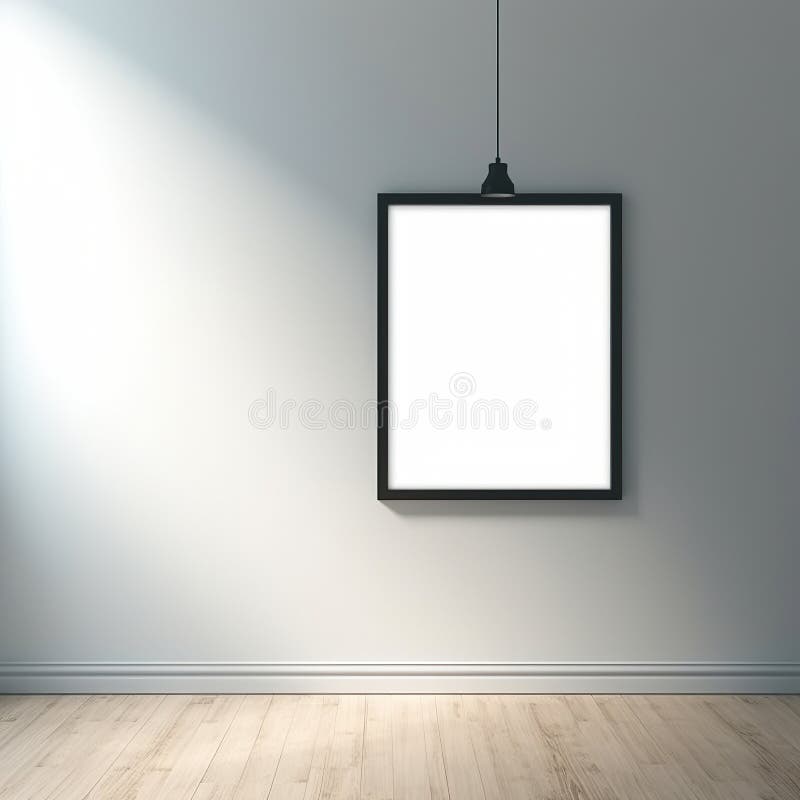 Modern Black Frames on Gray Wall. Mockup of Black Photo Frame with ...