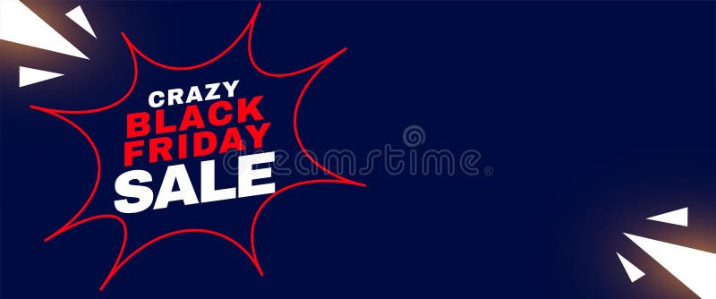 Modern Black Friday Crazy Sale Offer Banner with Comic Expression Stock ...