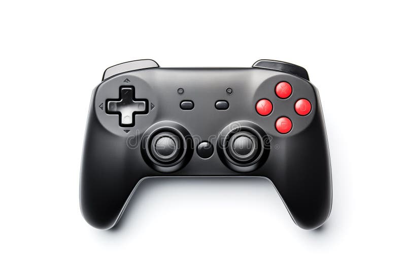 Modern Black Gaming Controller with Red Buttons Stock Illustration ...