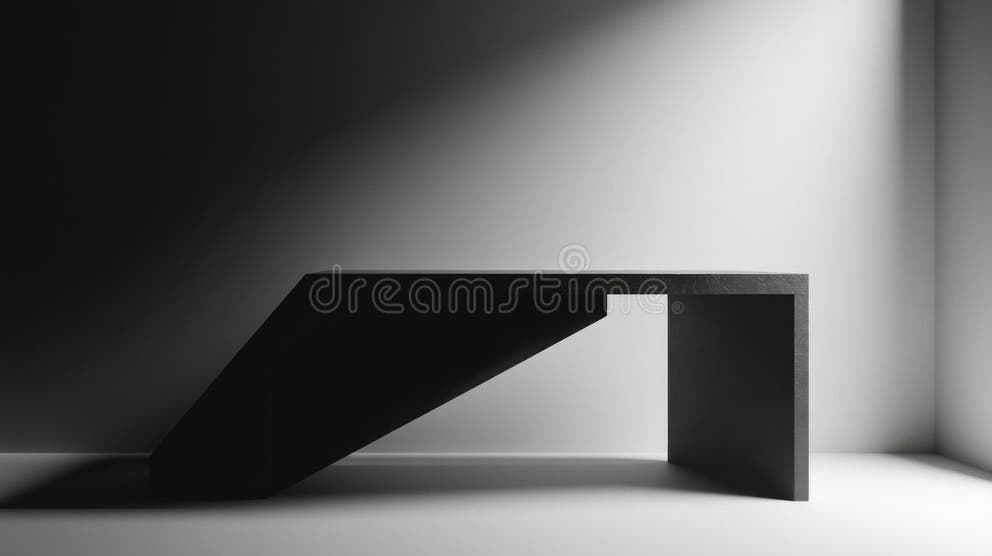 Modern Black Geometric Desk with Angular Design Stock Illustration ...