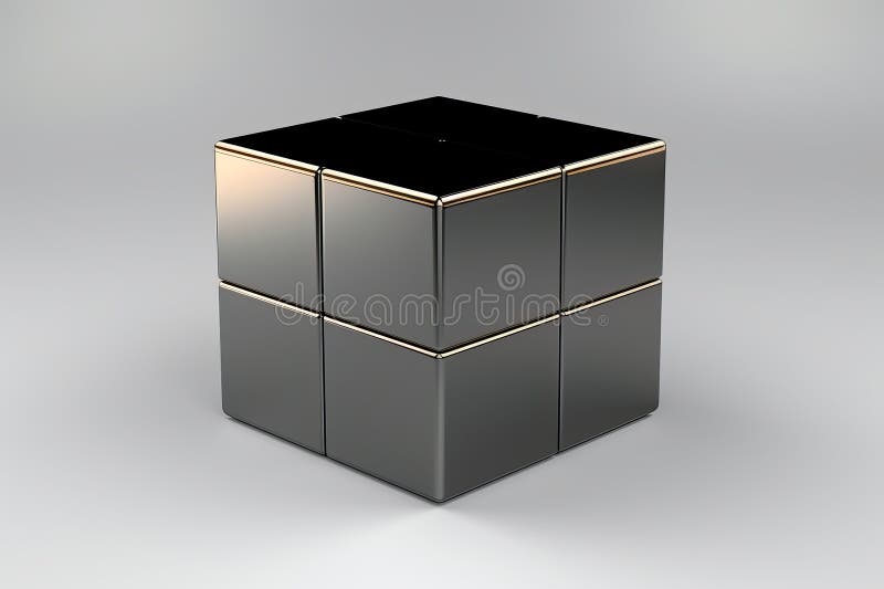 Modern Black and Gold Puzzle Cube Design on a Simple Light Background ...