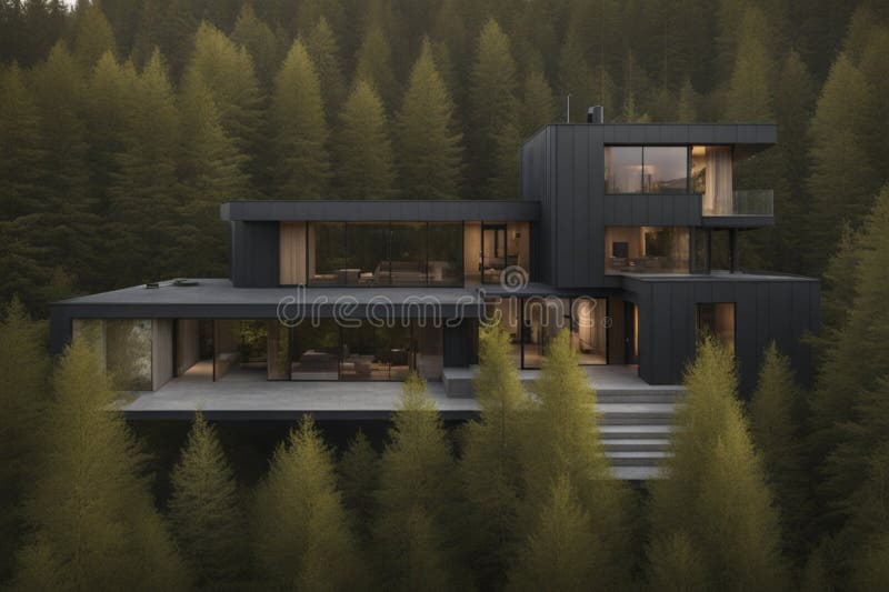 An Architectural Render Showing a House with Solar Panels Stock Photo ...