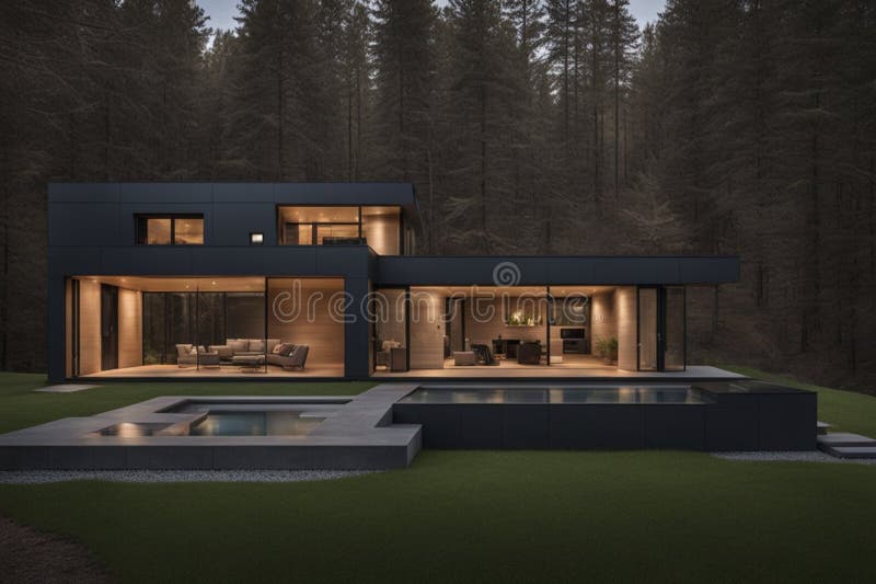 An Architectural Render Showing a House with Solar Panels Stock Photo ...