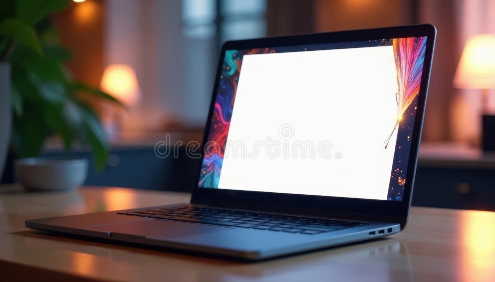 Modern Black Laptop, Open, Displaying Blank Screen, Windows, Innovation ...