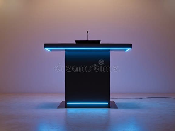 Modern Black Lectern with Blue Neon Lighting, Sleek Design for ...