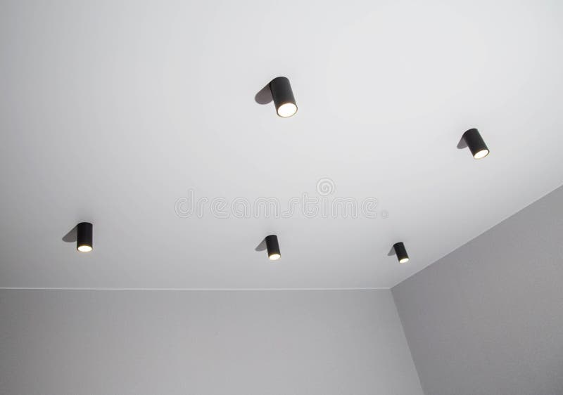 Modern Black LED Ceiling Lights in a Room on the Ceiling, Background ...