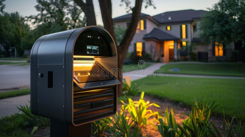 Modern Mailbox in Suburban Yard at Dusk Stock Photo - Image of evening ...