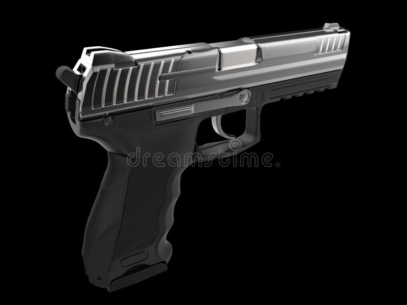 Modern Black Metal Hand Gun Stock Illustration - Illustration of ...