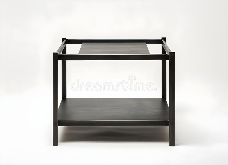 Modern Black Metal Side Table with Two Shelves Stock Illustration ...