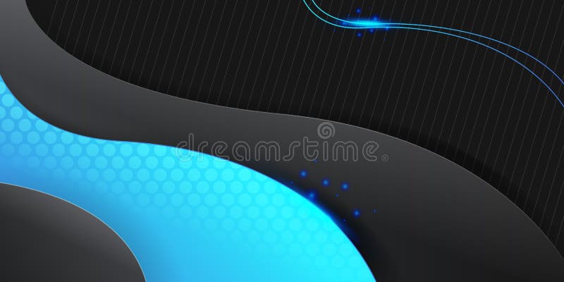 Modern Black Metallic Abstract Metal Background with Blue Wave Light ...