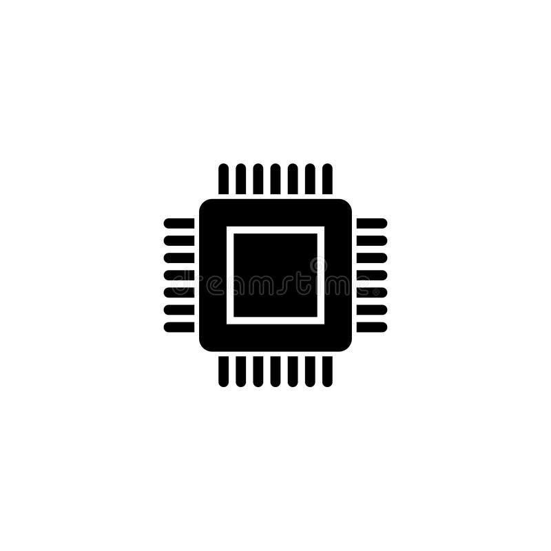 Modern Black Microchip Icon, Perfect for Technology and Computing ...