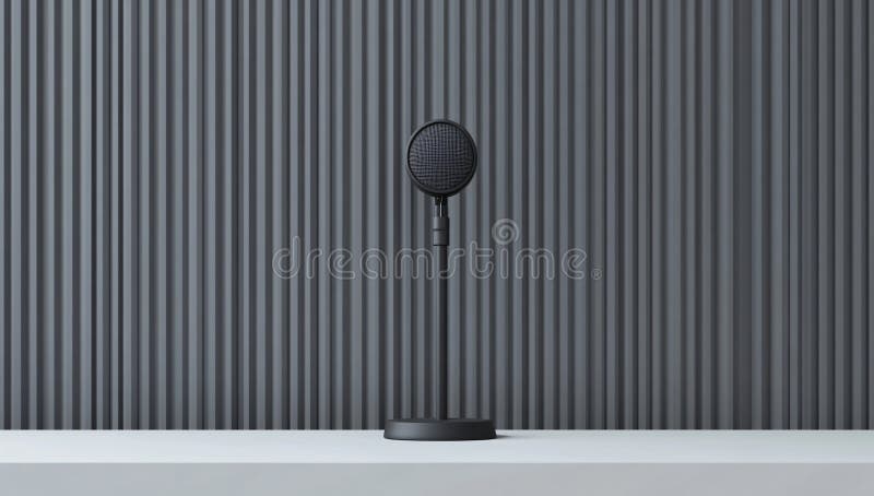 Modern Black Microphone on Minimalist Gray Stage High Quality Image ...
