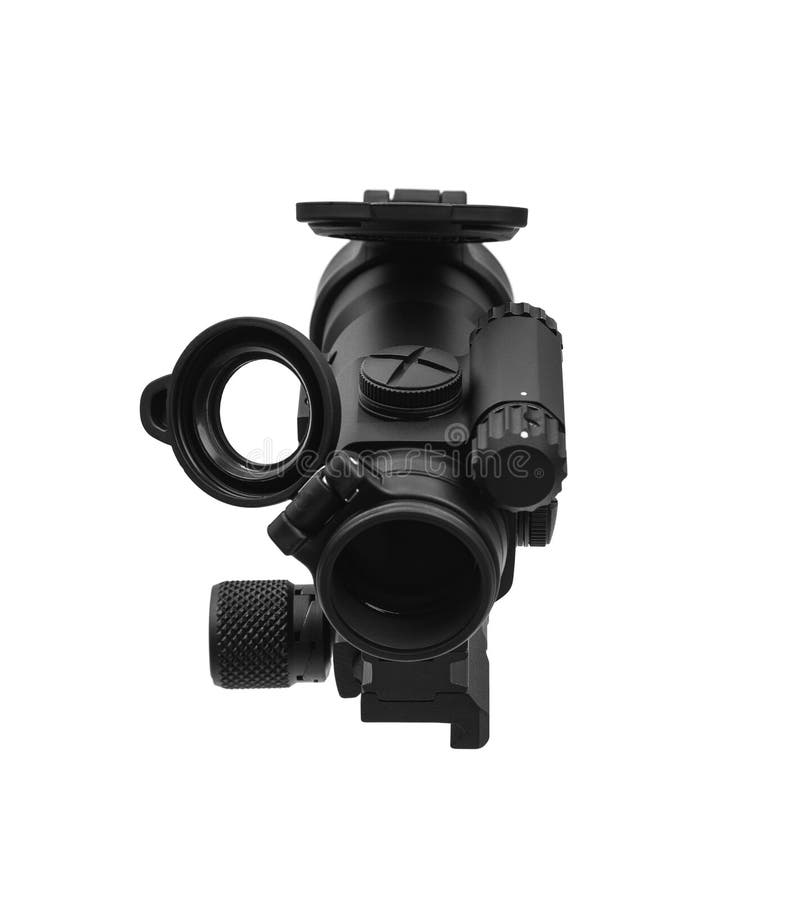 Modern Black Optical Scope for Weapon Isolated on Whited. Sight Scope ...