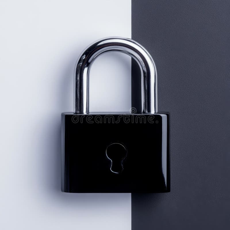 Modern Black Padlock on Minimalist Background a Sleek Black Padlock ...