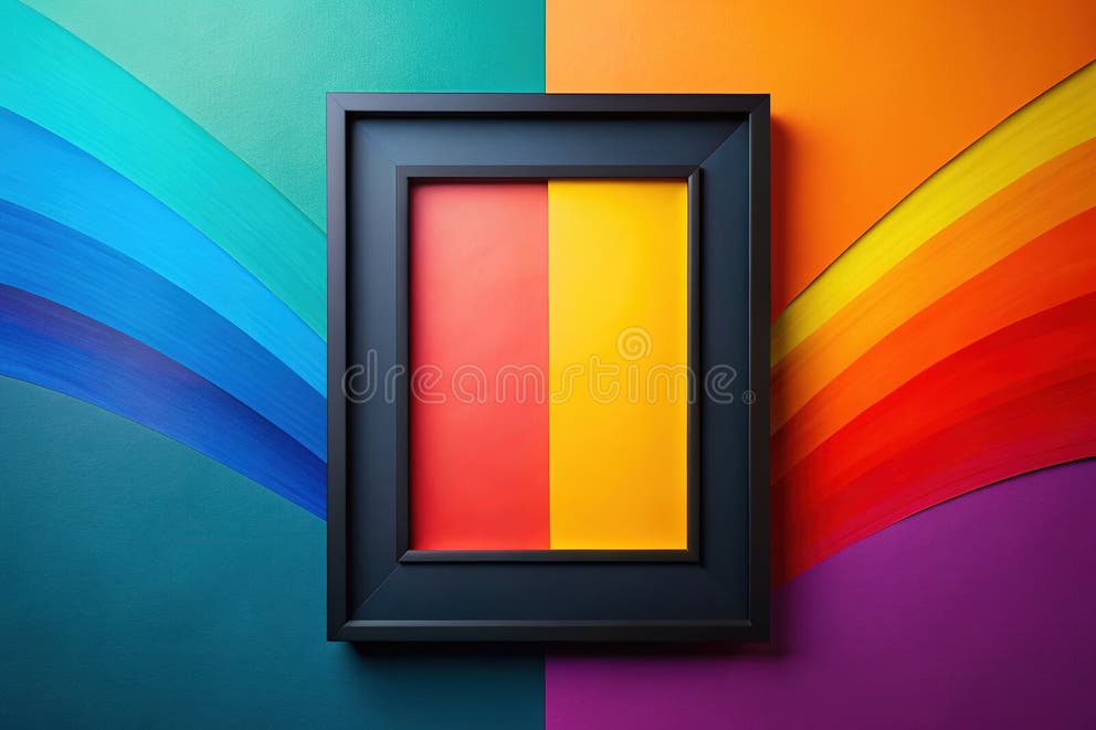 Modern Black Paper Frame Mockup Empty Rectangular Cardboard Poster for ...