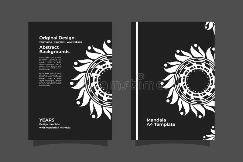 Modern Black Paper of Mandala Design Template Layout. Vector ...