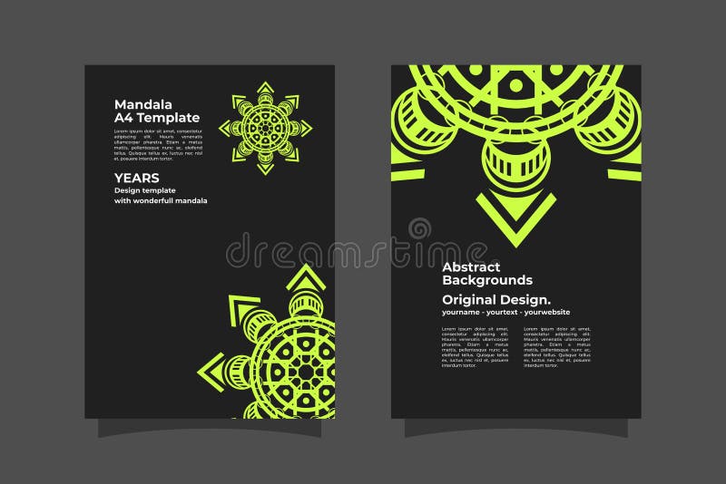 Modern Black Paper of Mandala Design Template Layout. Vector ...