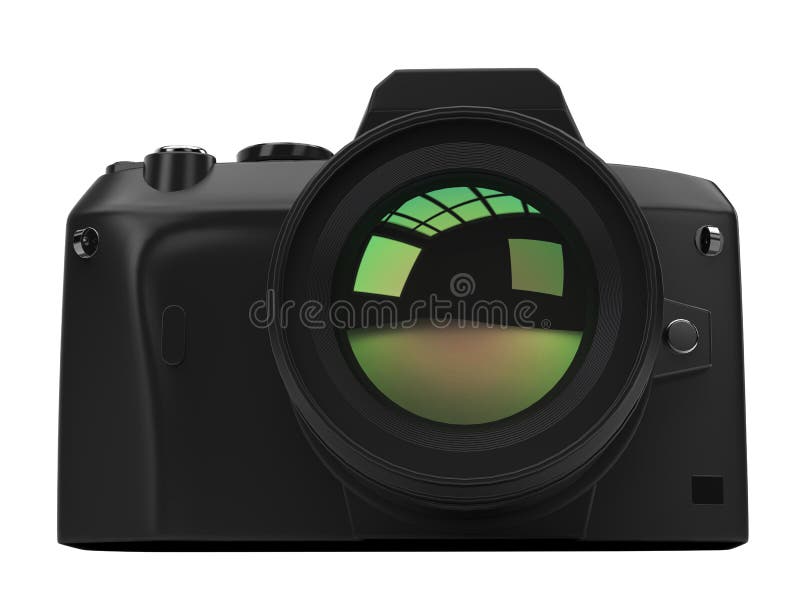 Modern Black Photo Camera - Front View Stock Illustration ...